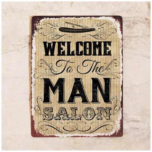 Жестяная табличка Man Salon, металл, 30Х40 см