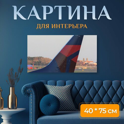 Картина на холсте "Авиакомпания, декали, дельта" на подрамнике 75х40 см. для интерьера