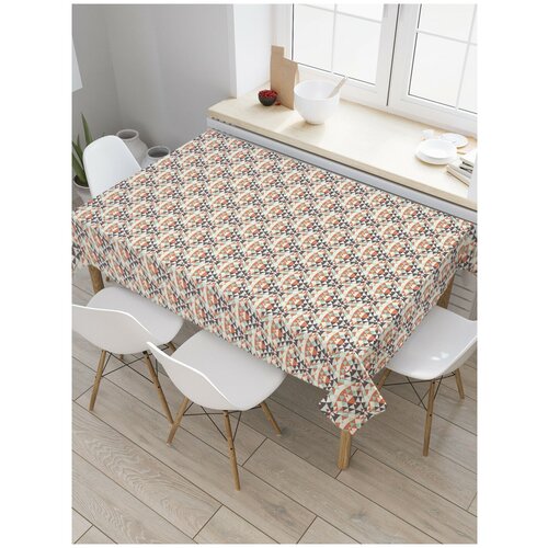 Скатерть прямоугольная JoyArty на кухонный стол "Орнамент из треугольников" из оксфорда, 120x145 см