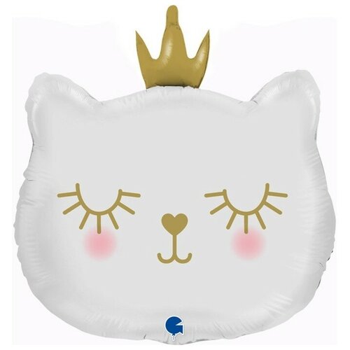 Шар фольгированный 26" «Котёнок принцесса», 1 шт, фигура, цвет белый
