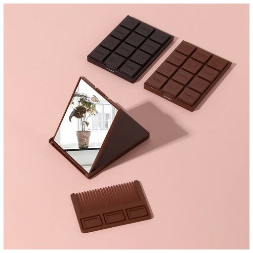 Зеркало складное «Шоколадное чудо», с расчёской, 8,5 ? 6 см, цвет микс