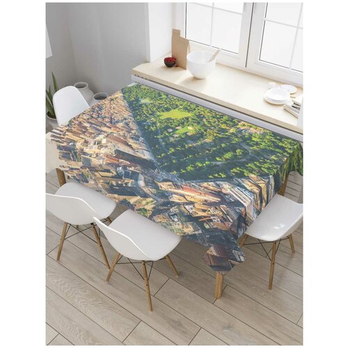 Скатерть прямоугольная JoyArty на кухонный стол "Парк в городе" из оксфорда, 180x145 см