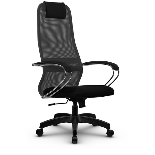 Компьютерное кресло METTA SU-BK-8 PL (SU-B-8 101/001) офисное, обивка: сетка/текстиль, цвет: темно-серый/черный