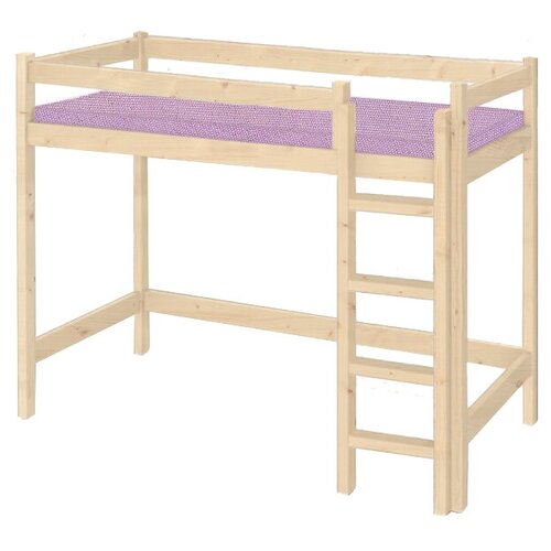 Кровать Чердак 190x80/ Двухъярусная кровать Чердак из дерева/ Двухэтажная кровать на втором ярусе PufLife/ борт 25 см