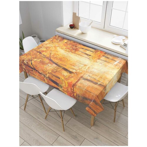 Скатерть прямоугольная JoyArty на кухонный стол "Живая река в лесу" из оксфорда, 180x145 см