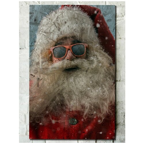 Картина интерьерная на рельефной доске ОСП Новый год (Рождество, Дед Мороз, Санта, Подарок) - 7498 В