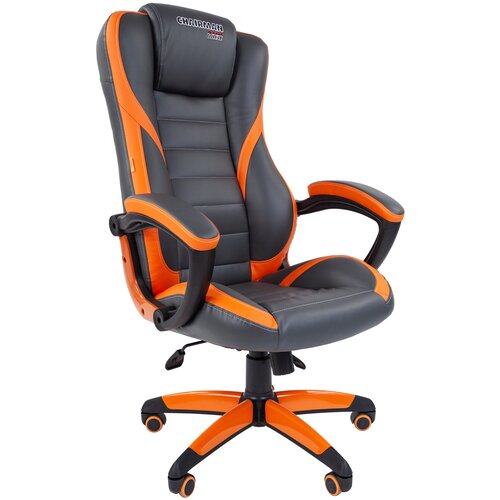 Компьютерное кресло Chairman GAME 22 офисное, обивка: искусственная кожа, цвет: серый/оранжевый