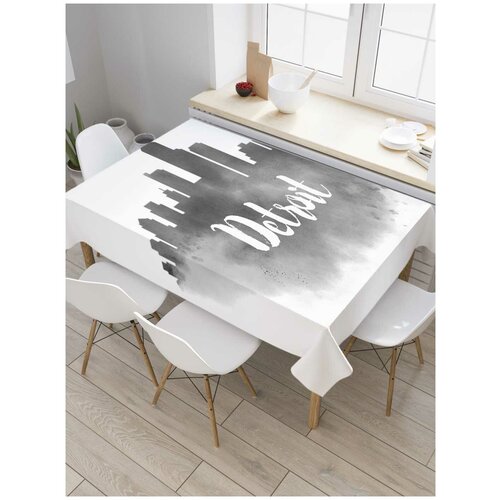 Скатерть прямоугольная JoyArty на кухонный стол "Панорамный Детройт" из оксфорда, 180x145 см