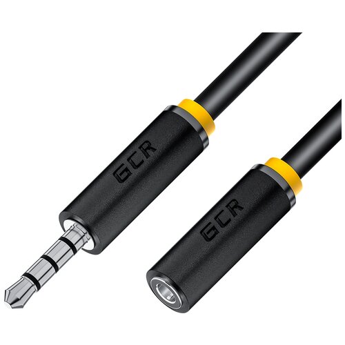 Удлинитель GCR mini jack 3.5 mm (M) - mini jack 3.5 mm (F) (GCR-STM12), 0.15 м, черный