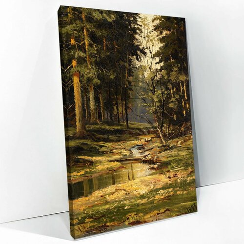 Картина И. И. Шишкин Лесной ручей на холсте 50х30см
