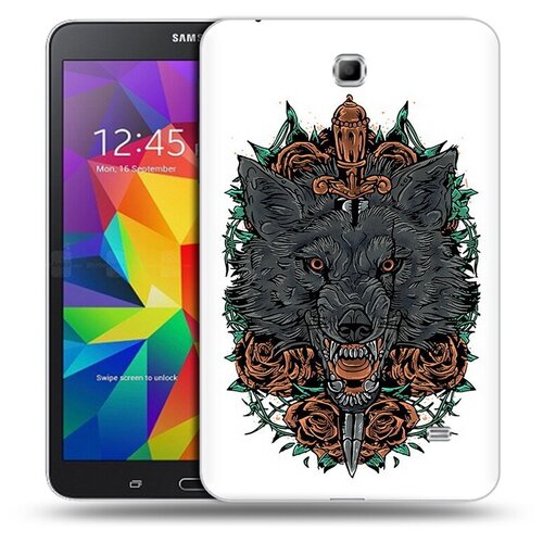 Чехол задняя-панель-накладка-бампер MyPads красивый злой волк для Samsung Galaxy Tab 4 7.0 SM-T230/T231/T235 противоударный