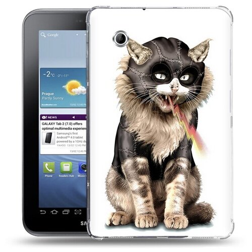 Чехол задняя-панель-накладка-бампер MyPads дьяволский кот для Samsung Galaxy Tab 2 7.0 GT-P3100/P3110 противоударный