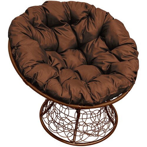 Кресло M-Group папасан ротанг коричневый, коричневая подушка