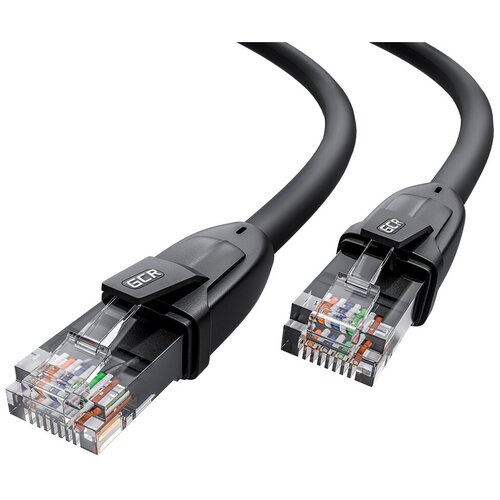 GCR Патч-корд прямой 15.0m UTP кат.6, черный, 24 AWG, литой, ethernet high speed, RJ45, T568B