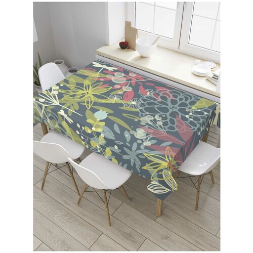 Скатерть прямоугольная JoyArty на кухонный стол "Средиземноморские джунгли" из оксфорда, 120x145 см