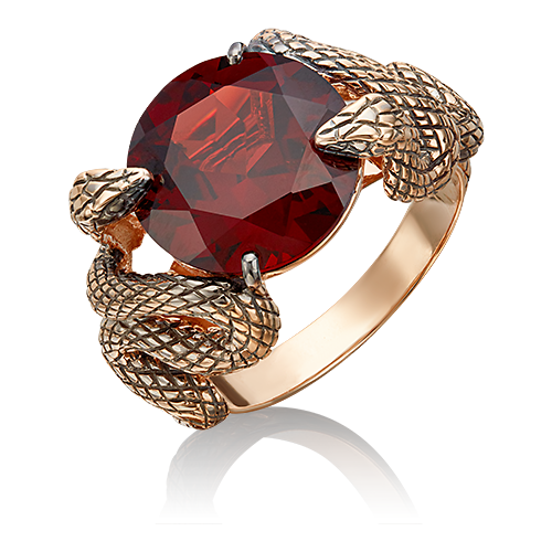 Перстень PLATINA, красное золото, 585 проба, родирование, гранат, размер 20