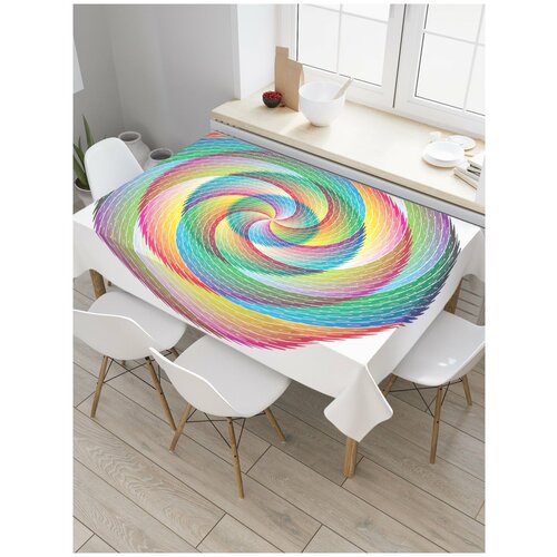 Скатерть прямоугольная JoyArty на кухонный стол "Круговая спираль" из оксфорда, 180x145 см
