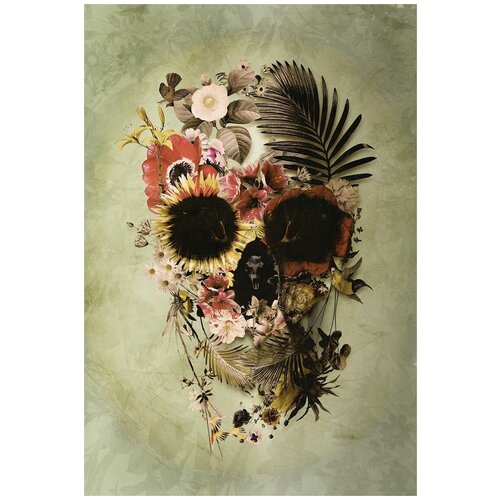 Постер на холсте Расцветающий череп №2 30см. x 44см.