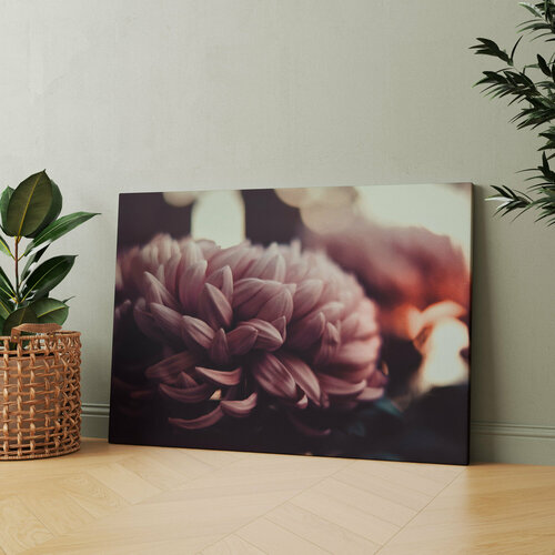 Картина на холсте (Розовый георгин) 30 40 см/для интерьера/на стену/в комнату/в подарок