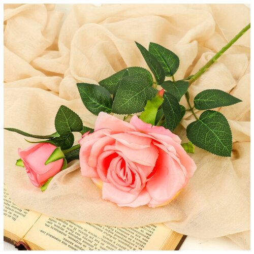 Цветы искусственные "Роза двойная Эвридика" 10х46 см, розовый 3797156