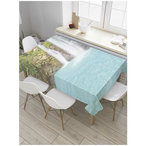 Скатерть прямоугольная JoyArty на кухонный стол "Тихий водопад" из оксфорда, 180x145 см
