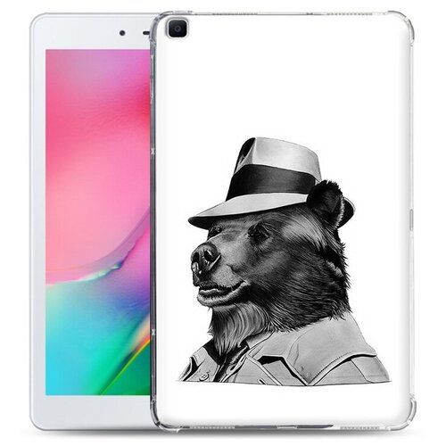 Чехол задняя-панель-накладка-бампер MyPads медведь в шляпе для Samsung Galaxy Tab A 8.0 (2019) SM-P200/P205 противоударный