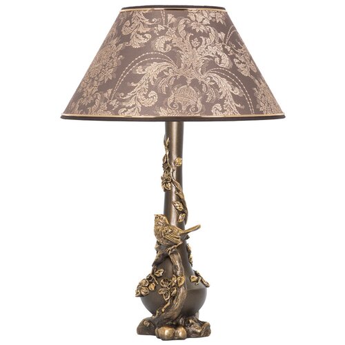 Настольная лампа Bogacho Терра бронзовая с коричневым абажуром