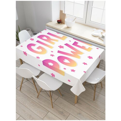 Скатерть прямоугольная JoyArty на кухонный стол "Цветочная сила" из оксфорда, 180x145 см