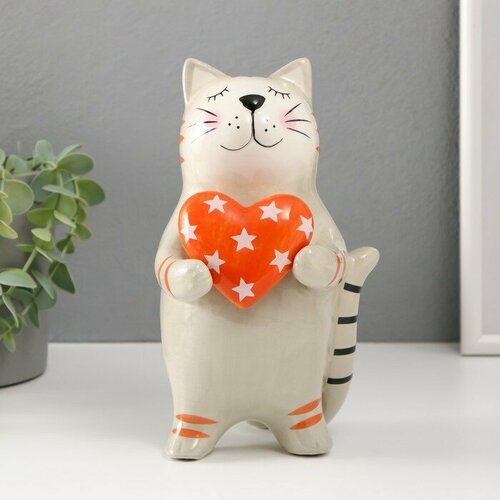 SUI Сувенир керамика "Рыжик кот с сердечком в звёздочку" 12,2х11,2х20 см