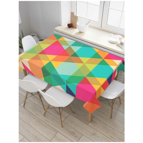 Скатерть прямоугольная JoyArty на кухонный стол "Узор с треугольниками" из оксфорда, 120x145 см