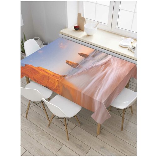Скатерть прямоугольная JoyArty на кухонный стол "Прибрежние скалы" из оксфорда, 120x145 см