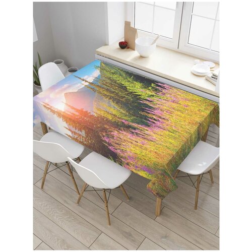 Скатерть прямоугольная JoyArty на кухонный стол "Лесные травы" из оксфорда, 180x145 см