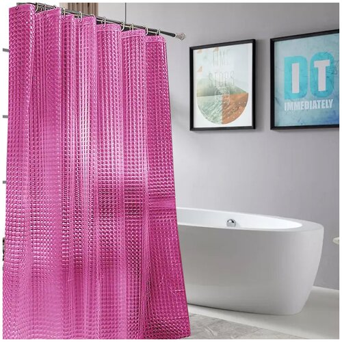 Штора для ванной комнаты, штора для ванны с объемным рисунком 3д, шторка для ванны прозрачная, 180 х 180