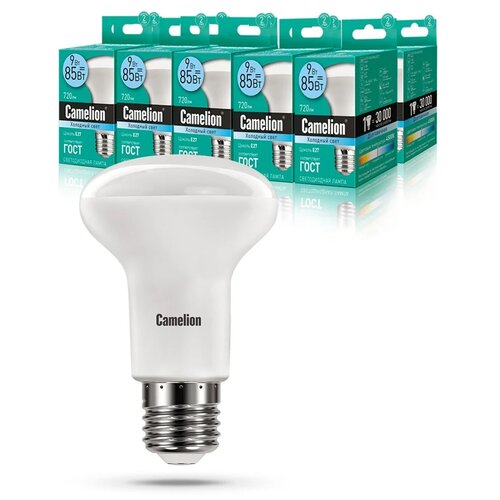 Упаковка светодиодных ламп 10 шт. Camelion 13475, E27, R63, 9 Вт, 4500 К