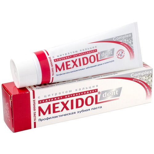 Зубная паста Мексидол Complex, 100 мл, 100 г, белый-красный