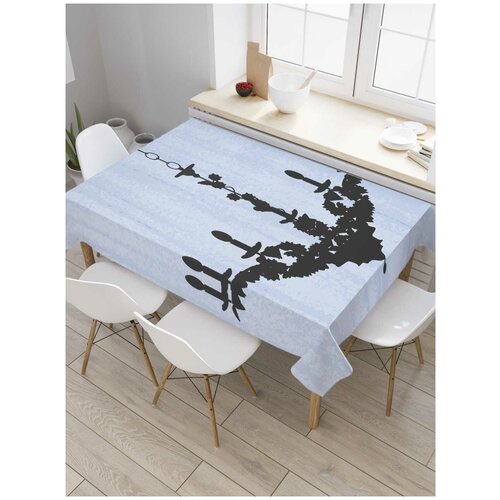 Скатерть прямоугольная JoyArty на кухонный стол "Темная люстра" из оксфорда, 180x145 см