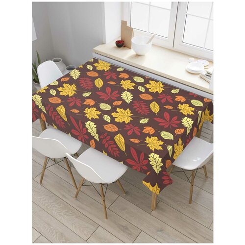 Скатерть прямоугольная JoyArty на кухонный стол "Осенняя листва" из оксфорда, 120x145 см