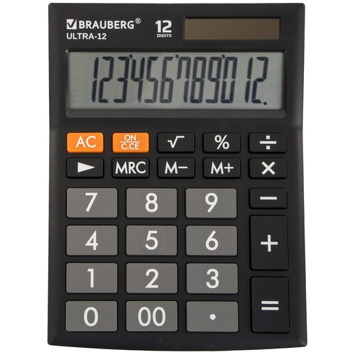 Калькулятор настольный BRAUBERG Ultra-12, черный, 3 шт.