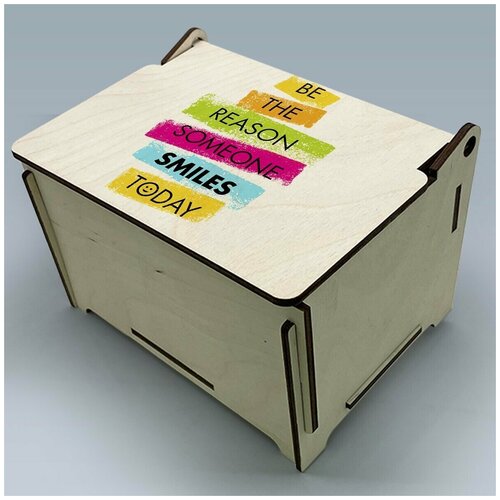 Подарочная коробка шкатулка с крышкой на петлях УФ рисунок размер 16,5x12,5 см мотивация - 220