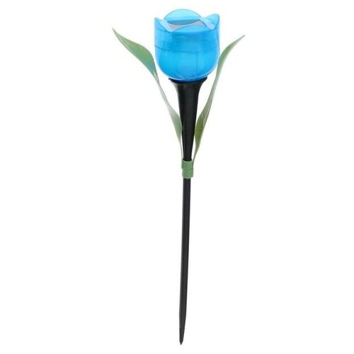 Luazon Lighting Фонарь садовый на солнечной батарее "Тюльпан синий" 30.5 см, d-5 см, 1 led, пластик