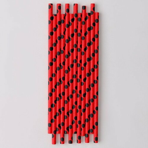 Трубочки для коктейля «Горох», набор 12 шт, цвет красный
