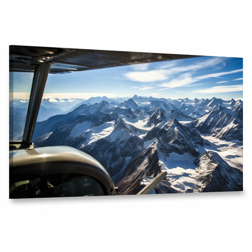 Интерьерная картина 100х60 "Горы в облаках: приключение в высоте"