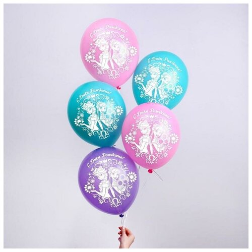 Disney Воздушные шары «С Днем Рождения», Холодное сердце, 5 шт, 12"