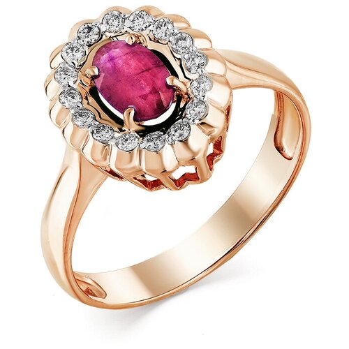 Кольцо Master Brilliant, красное золото, 585 проба, рубин, бриллиант, размер 16.5