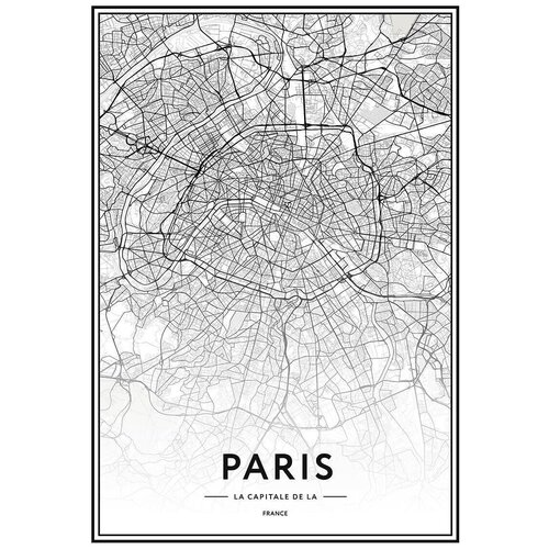 Интерьерный постер на стену в подарок "Paris" размера 50х70 см 500*700 мм в черной раме для декора комнаты, офиса или дома