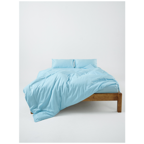 Комплект постельного белья GoodNight Pure однотонное, евростандарт, хлопок, голубой