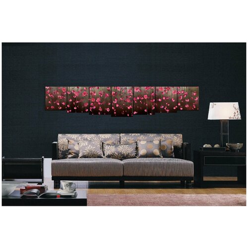 Модульная картина на Холсте - "Обнажая Цветы", размер 50х250 см