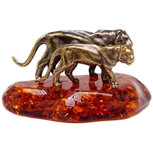 Фигурка Тигр и Тигрица (янтарь, бронза) 3570 Хорошие Вещи