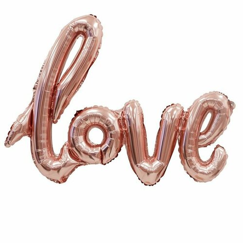 Воздушный шар фольгированный Надпись "Love" Розовое Золото в упаковке, 39 дюймов (99 см)