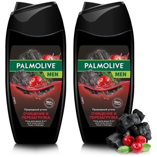 Palmolive гель для душа и шампунь 4 в 1 Men Очищение и перезагрузка, 250 мл х 2, 250 мл, 2 шт.